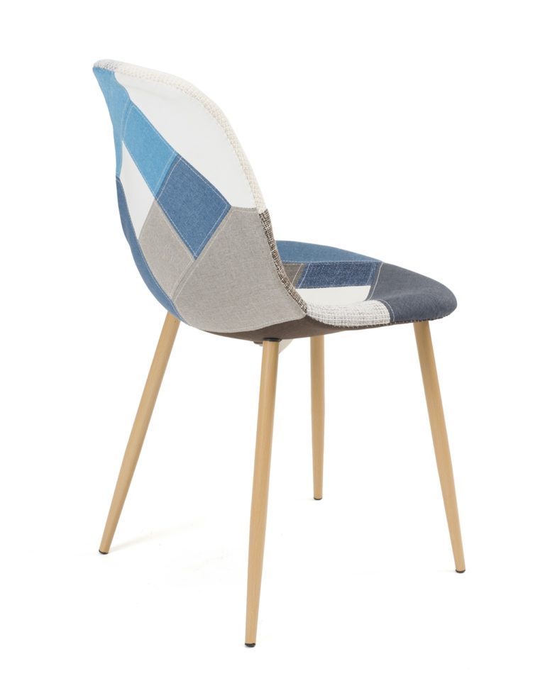 Chaise Patchwork Bleu style Scandinave NOVA - Lot de 2 | Kayelles.com