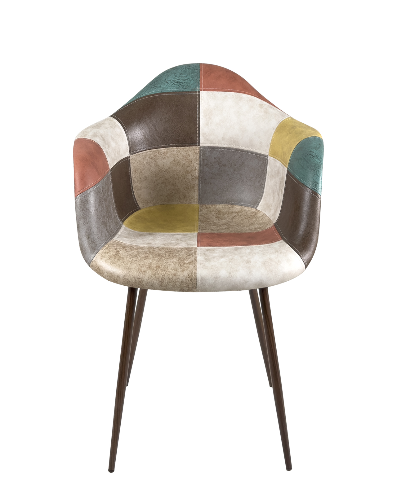 Chaise Patchwork simili cuir marron NOVA - Lot de 2 | Kayelles.com