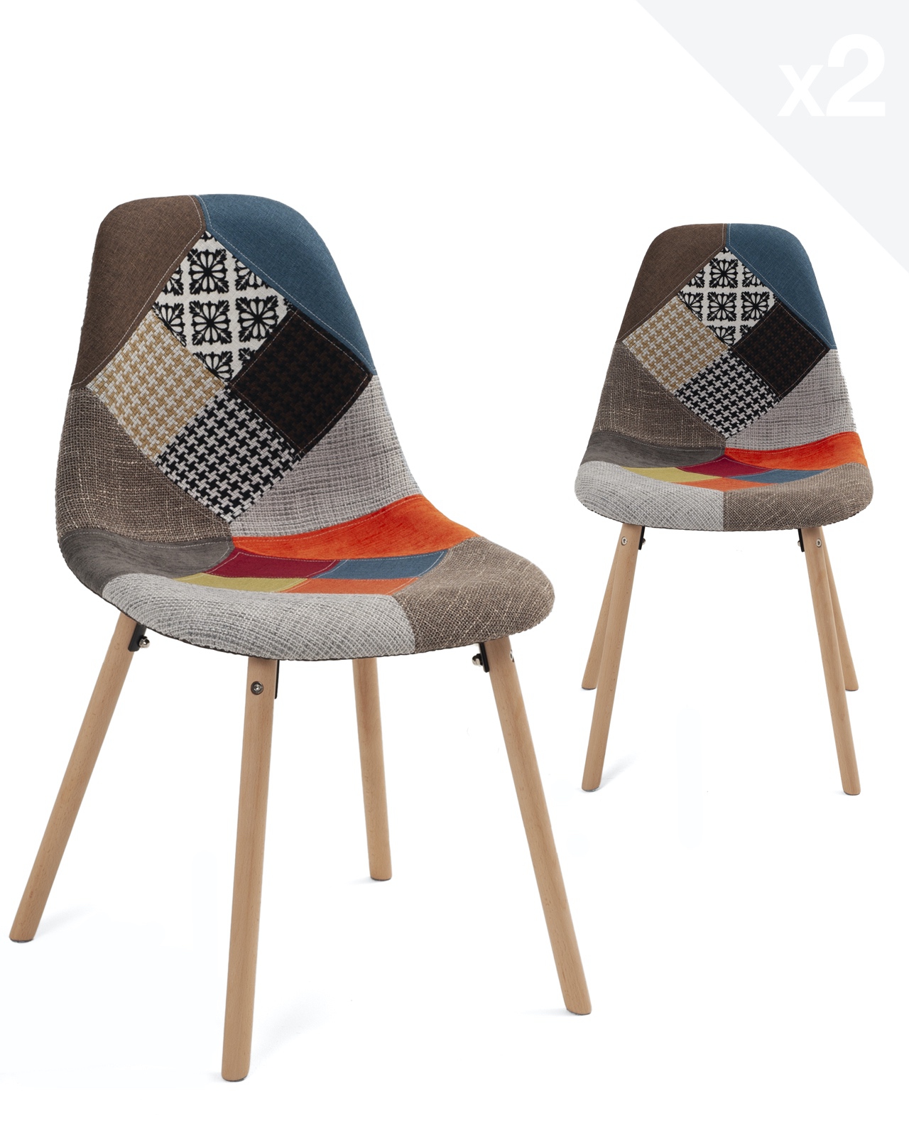 Chaise scandinave patchwork DSW - Lot de 2 | Kayelles.com